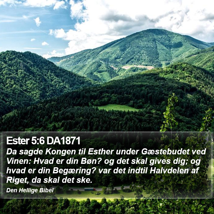Ester 5:6 DA1871 - Da sagde Kongen til Esther under Gæstebudet ved